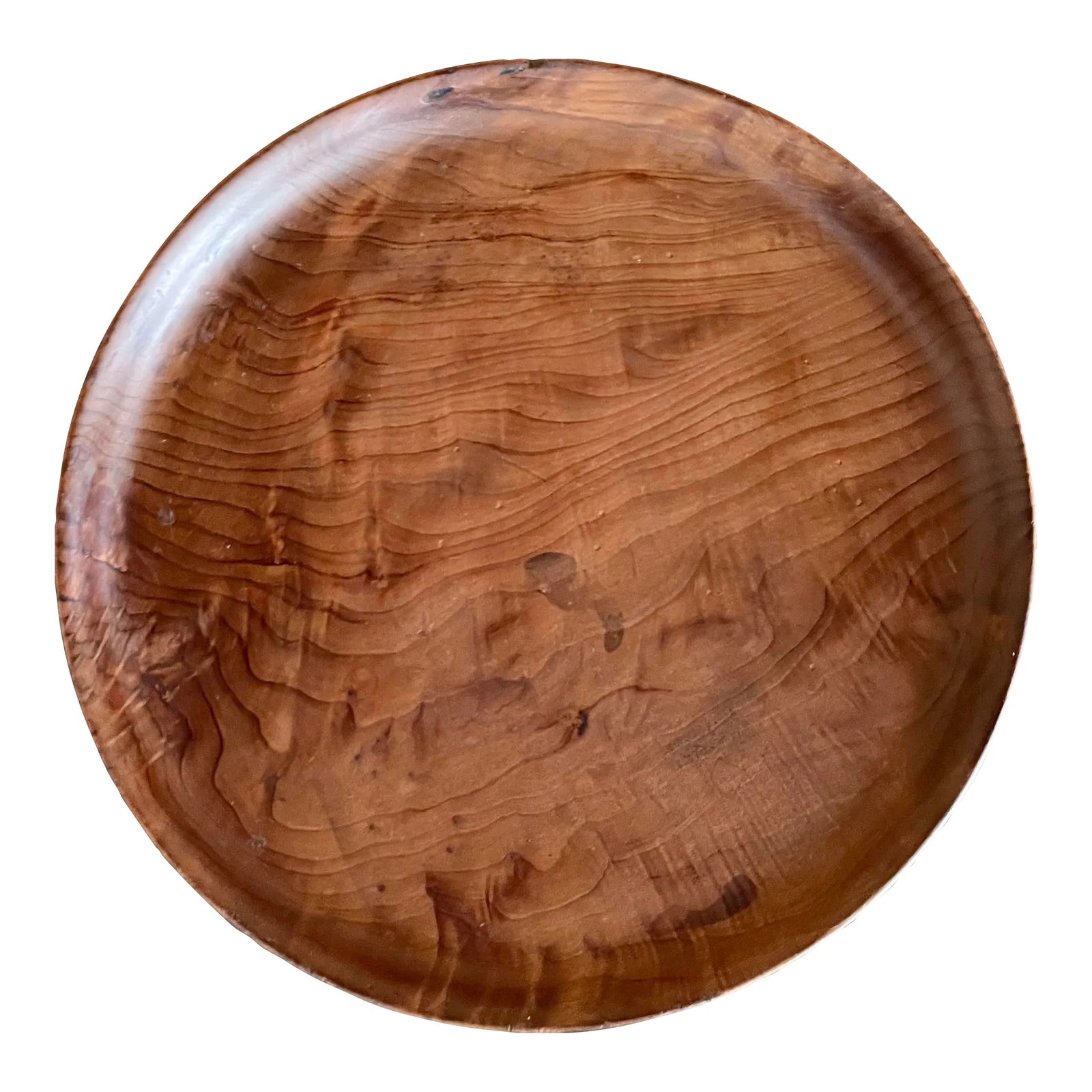 Vintage Hand-Turned Solid Walnut Plate by Mystic Wood | Chairish