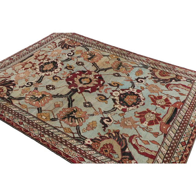 Antique Agra Rug in Blue With Floral Patterns, From Rug & Kilim | Chairish