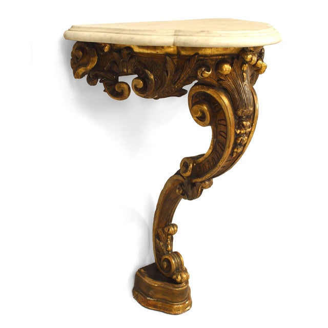 French Victorian Gilt and Marbled Console Tables - A Pair | Chairish