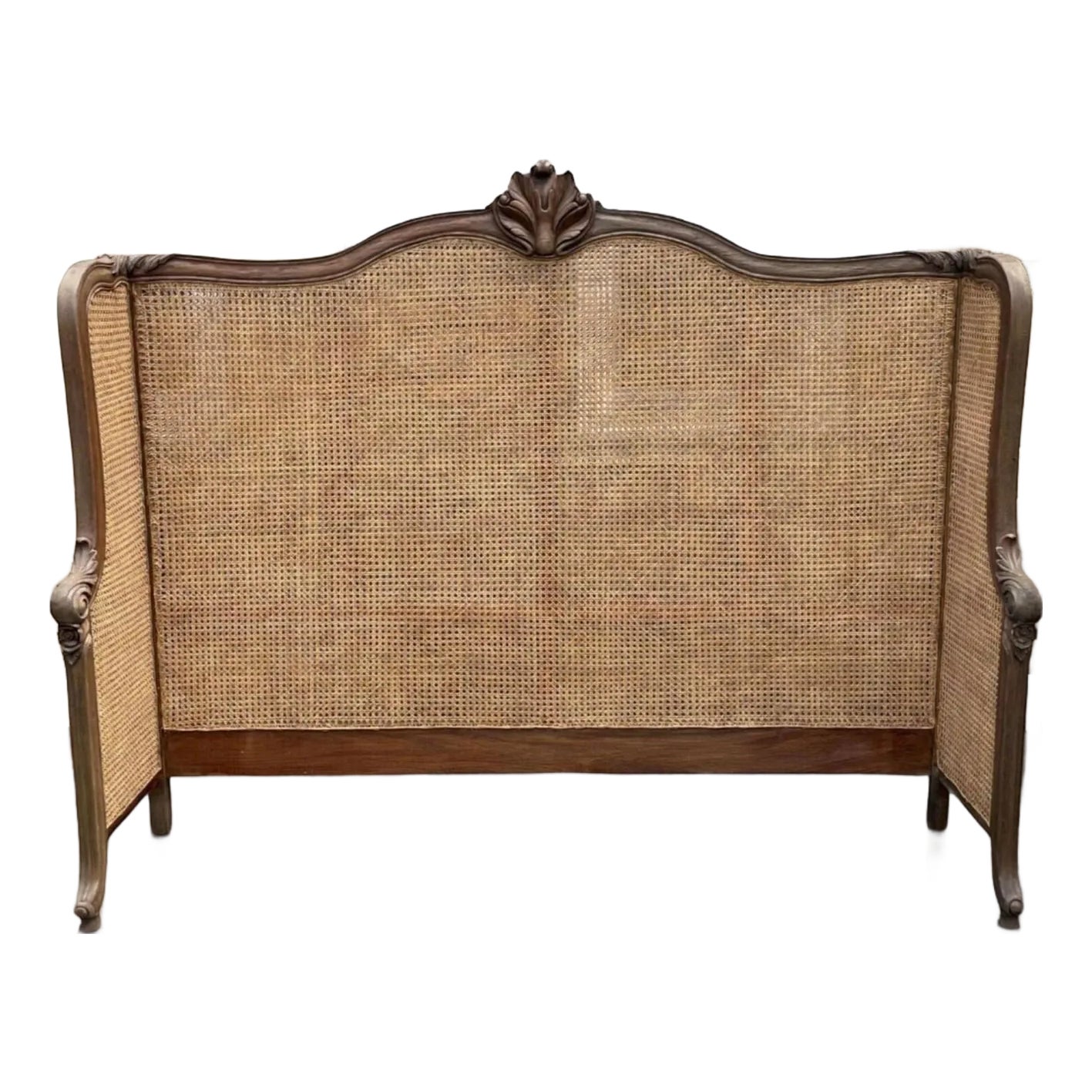 French Regency King Cane Headboard – Rustic Mahogany Wraparound | Chairish