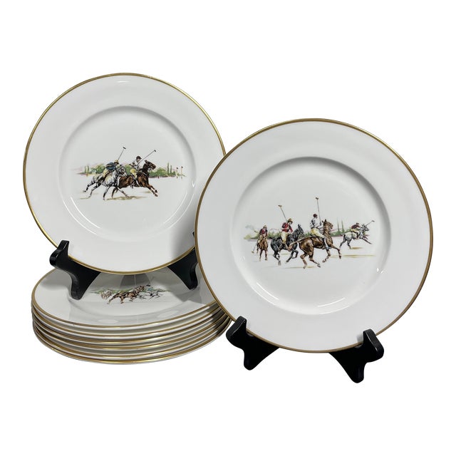 Vintage Ralph Lauren "Polo Scene" Bone China Dessert Plates- Set of 8 ...