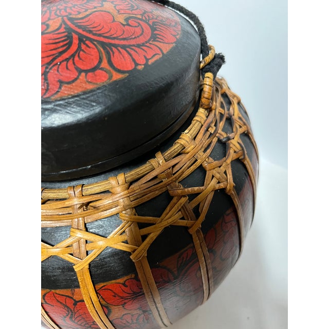 Early 20th Century Burmese Rattan Wrapped Rice Baskets - Set of Two ...