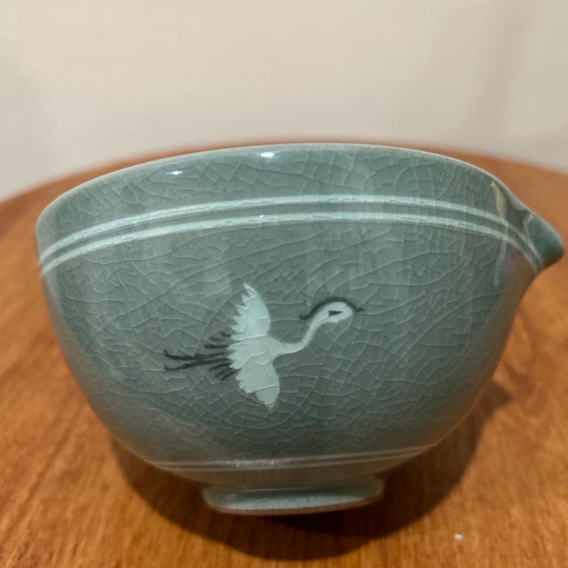 Early 21st Century Korean Style Celadon Porcelain Crane Bird Cloud ...
