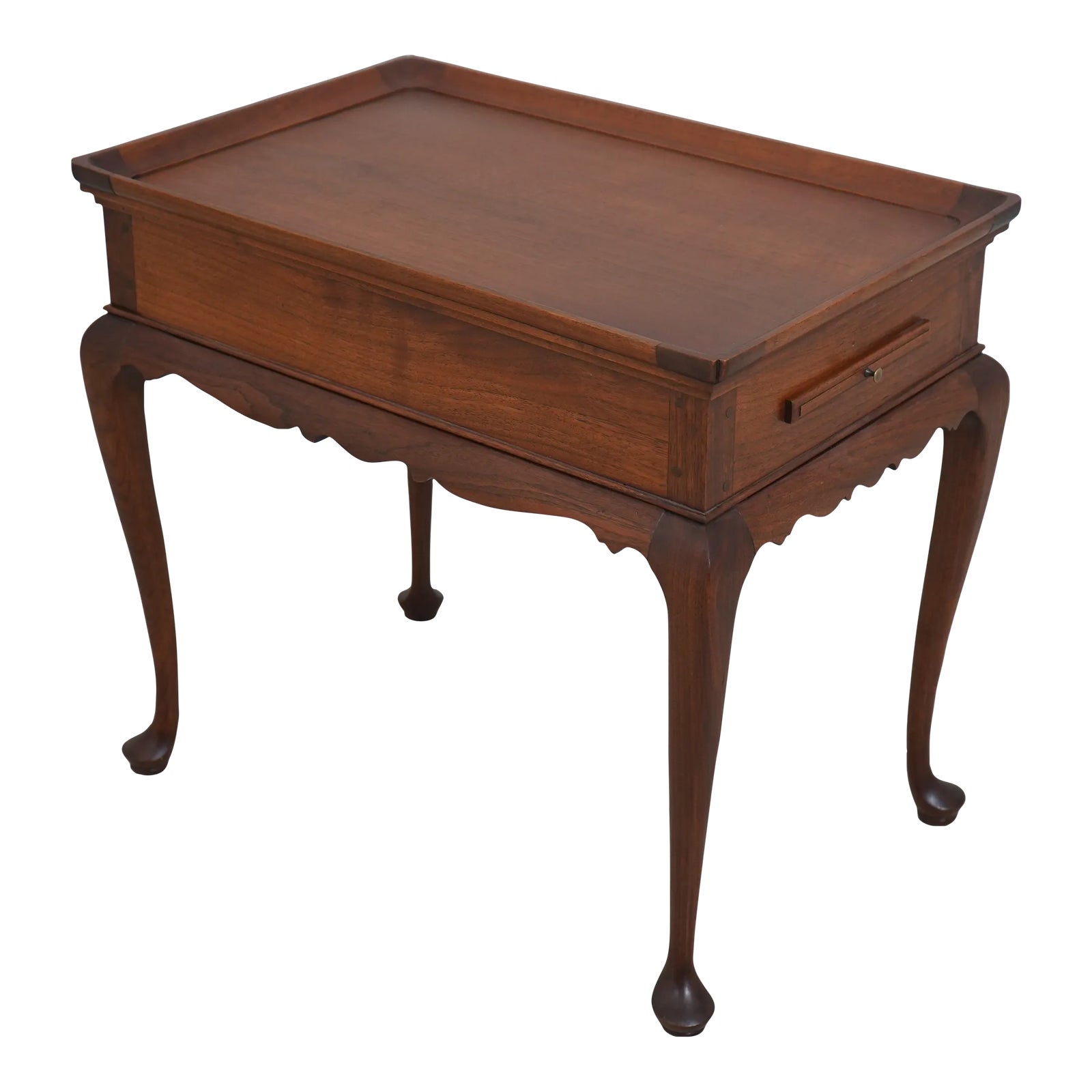 Bench Made Solid Walnut Tea Table | Chairish