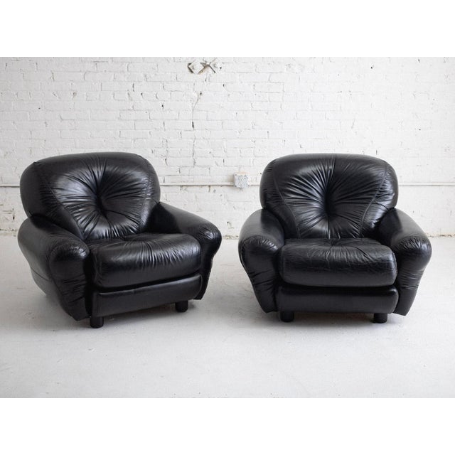 Space Age Overstuffed Leather Lounge Chair | Chairish