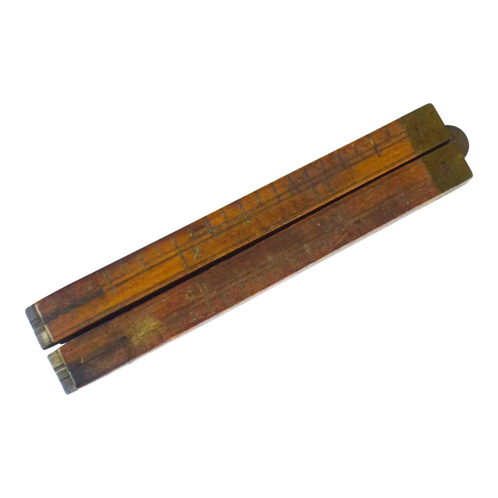 Early 20th Century English Brass and Wood 12" Folding Ruler | Chairish