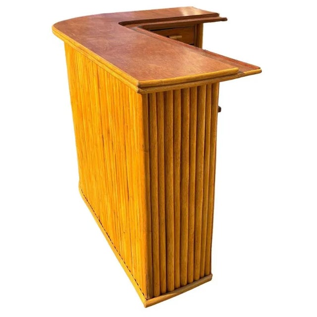 1940s Restored Stacked Rattan & Mahogany L-Shaped Croner Bar | Chairish