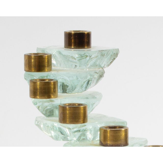 Modernist Hanukkah Stacked Glass Menorah | Chairish