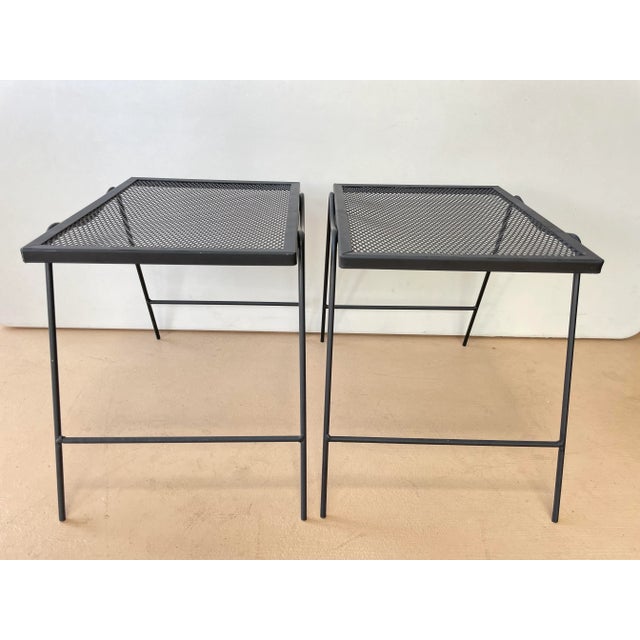 Mid 20th Century Pair of Vintage Wrought Iron Grate Top Side Tables ...