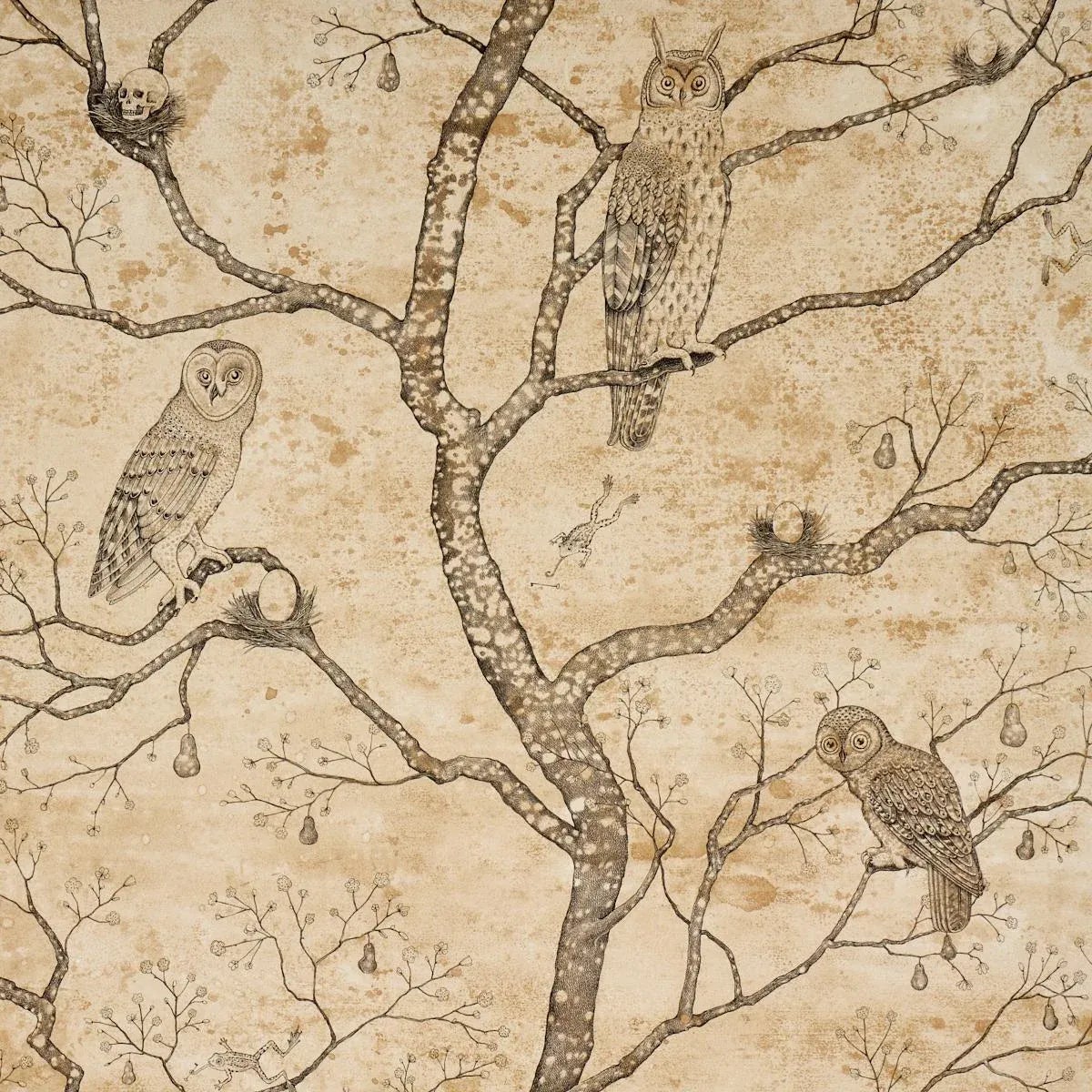SAMPLE - Schumacher L’ Attesa Nella Notte Wallpaper In Parchment | Chairish