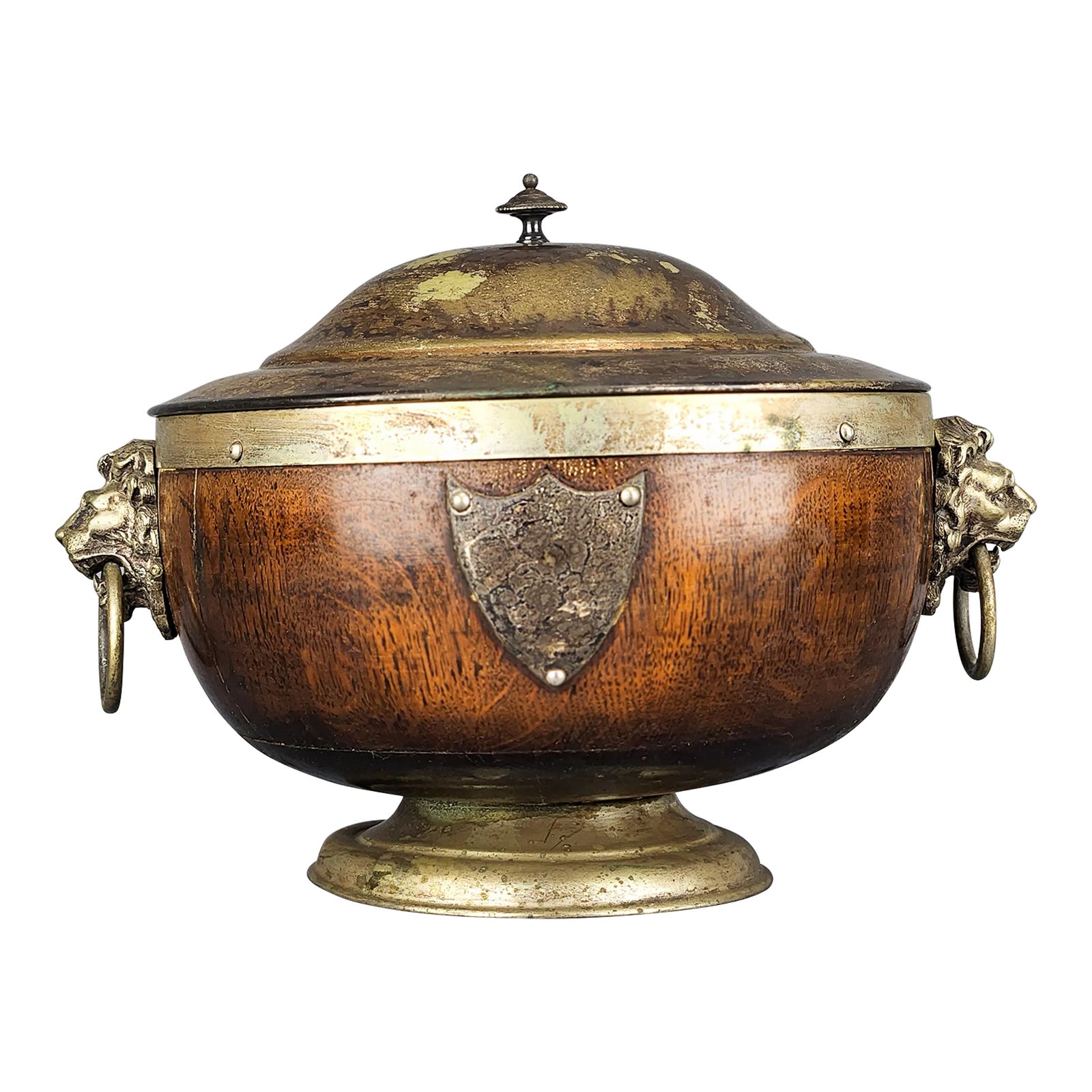 1870's Antique English Oak & Silver Plated Victorian Pedestal Trophy ...