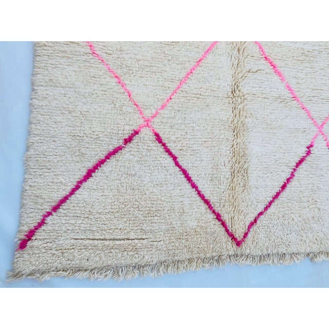 Pink Moroccan Beni Ourian Rug-5′2″ × 9′8″ | Chairish