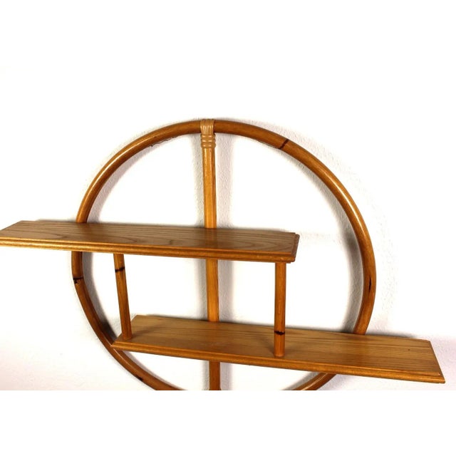 Vintage Rattan Round Circle Wall Shelf Hanger Boho Bohemian Bamboo ...