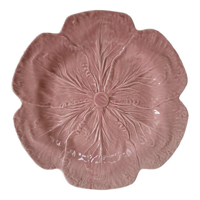 Large 1960s Rose Pink Majolica Cabbage Ware Platter, Bordallo Pinheiro ...