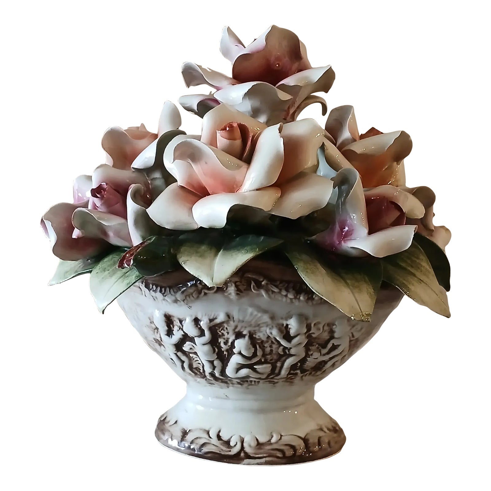 Mid 20th Century Capodimonte Flower Centerpiece | Chairish