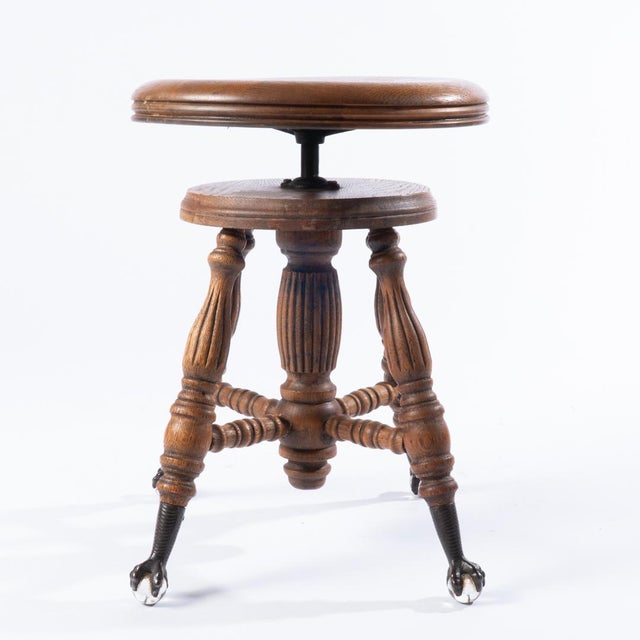 Early 20th Century Antique Oak Piano Stool | Chairish