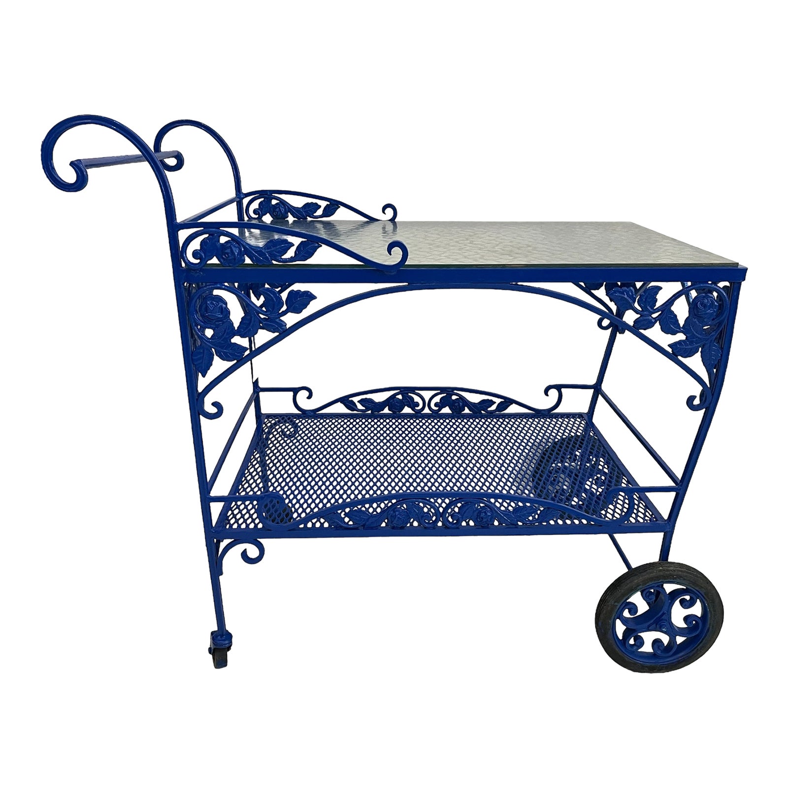 Mid-Century Russell Woodard Attributed Wrought Iron Bar Cart | Chairish