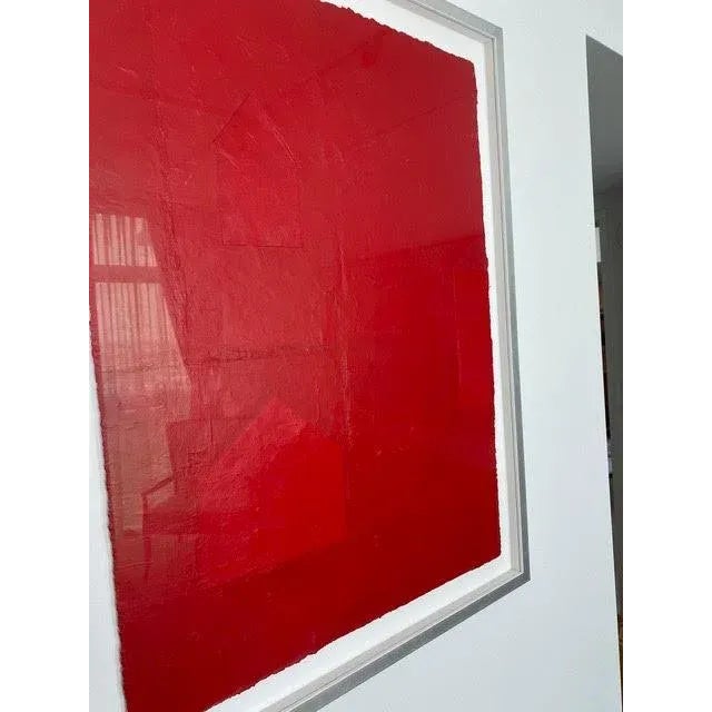 2000s Artist David Garcia “Untitled Red" Oil Painting & Collage on ...