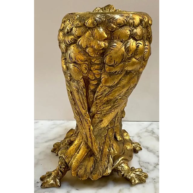 Aesthetic Gilt Metal Cockatoo & Turtle Figural Cachepot | Chairish
