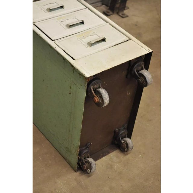 Vintage Industrial Rolling Steel Metal Deep File Cabinet Banker Letter ...