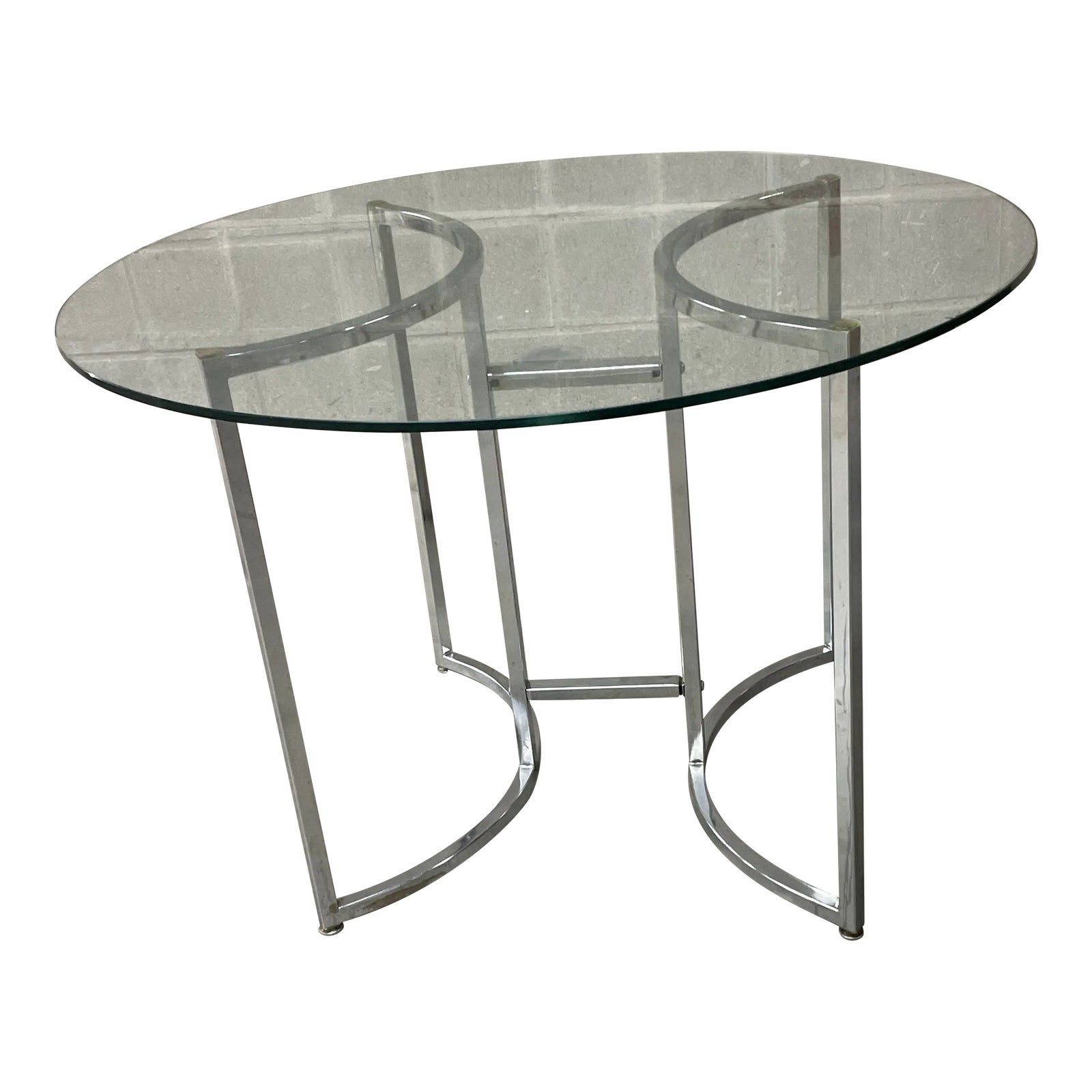 Chrome and Glass Cal-Style Breakfast Dining Table | Chairish