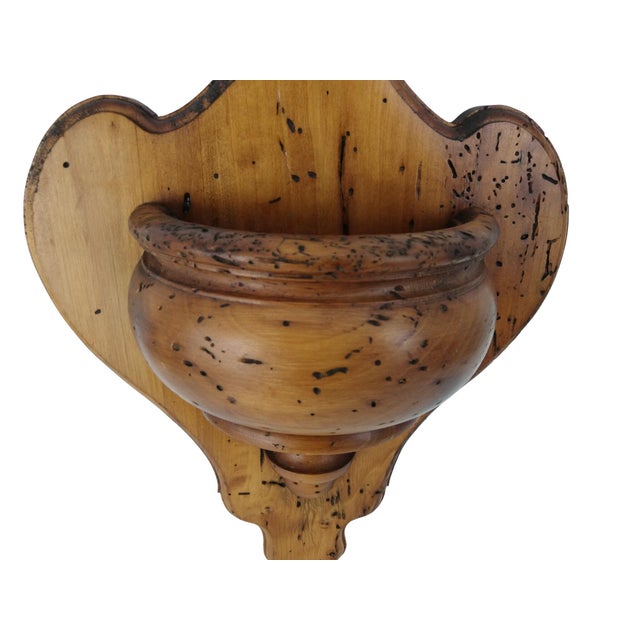 19th Century French Wooden Church Holy Water Font Stoop | Chairish