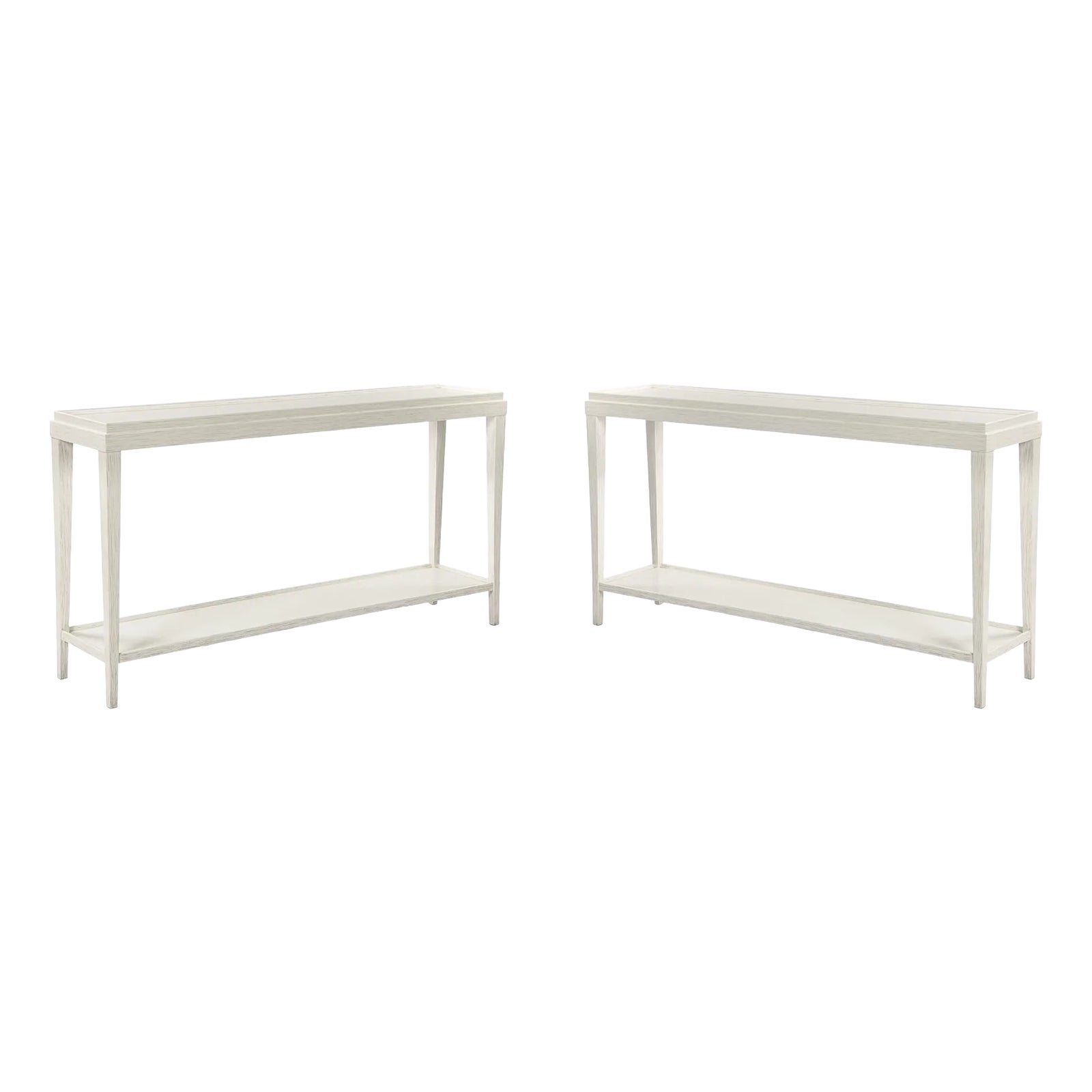 Pair of Classic Rustic Console Tables - White | Chairish