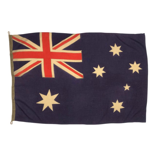 Vintage Wool Hand-Painted Flag of Australia | Chairish