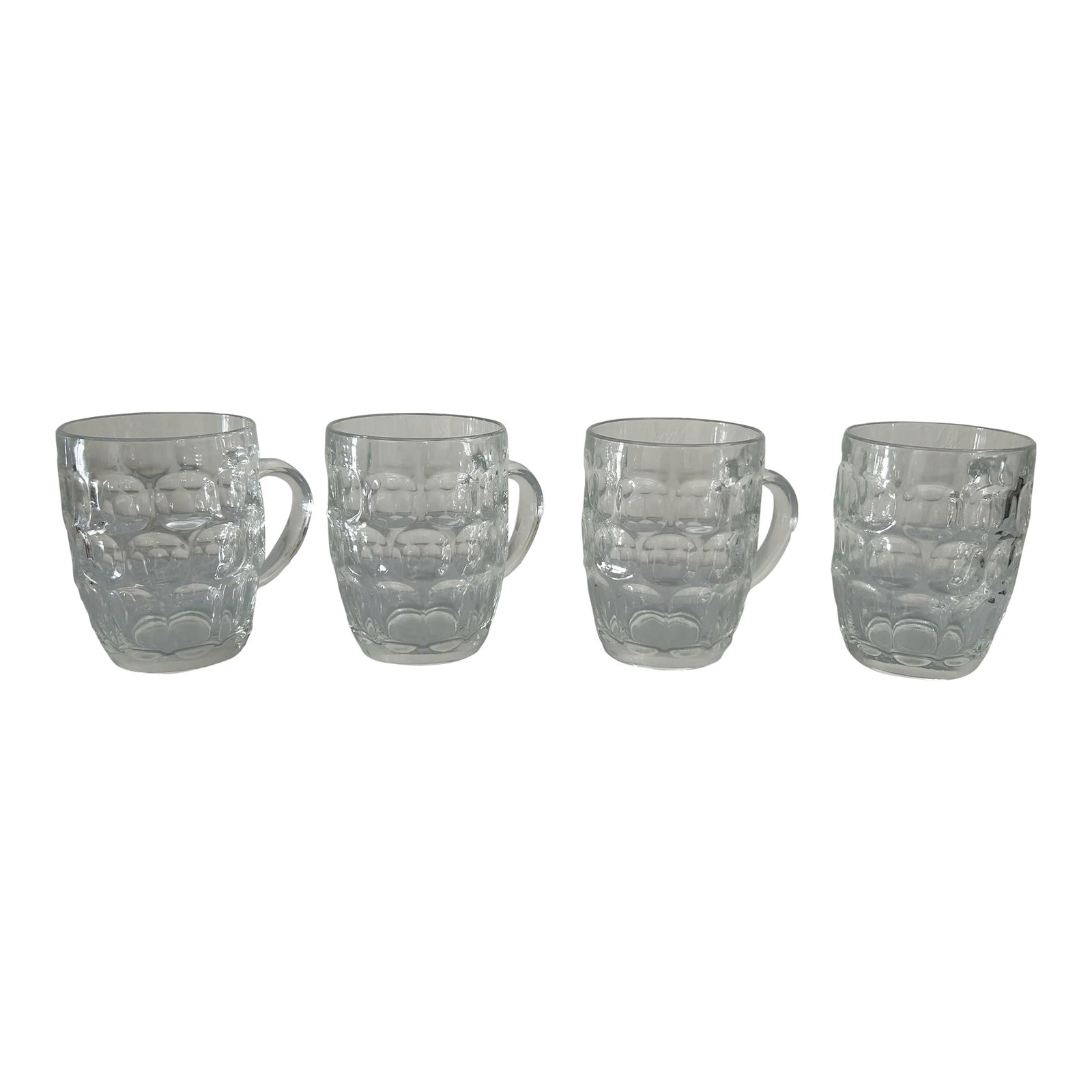 Vintage Arcoroc France Clear Glass Dimple Barrel Beer Mug Steins Set of ...