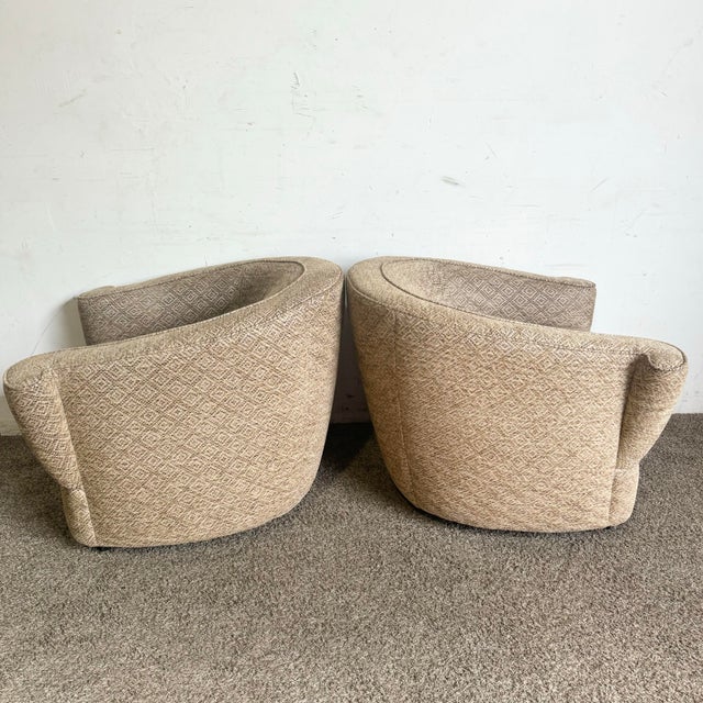 Postmodern Sculpted Tan Fabric Arm Chairs With Ottoman on Casters - 3 ...