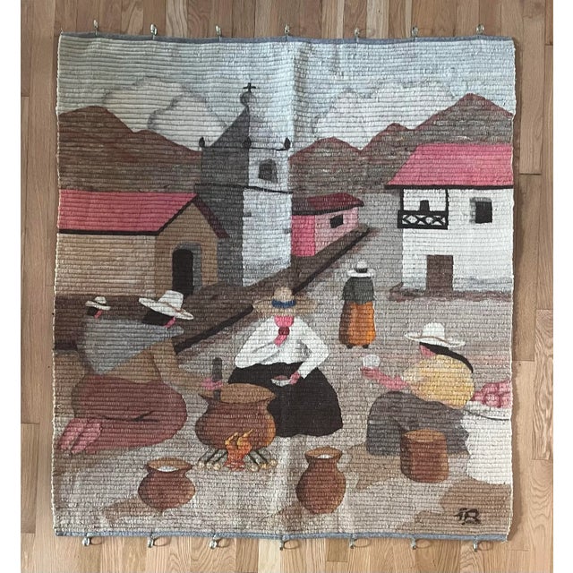 Vintage Peruvian Handwoven Wool Wall Tapestry | Chairish