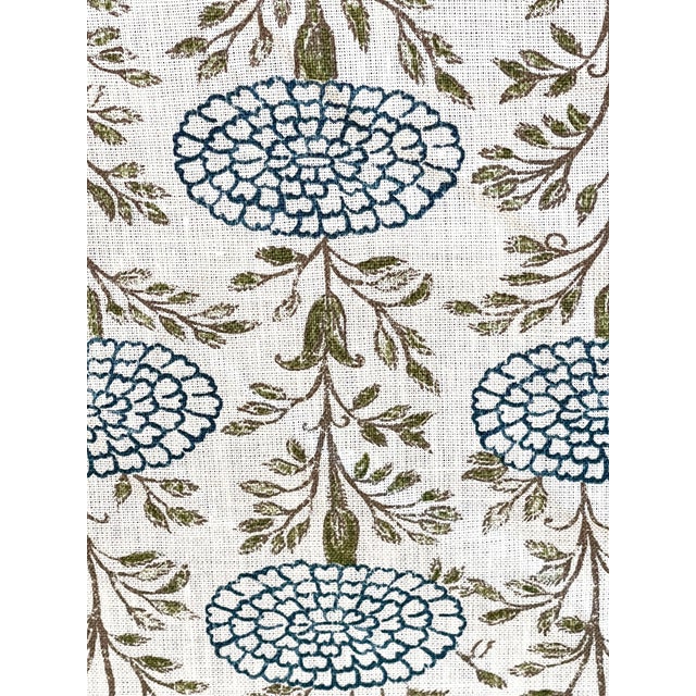 Lisa Fine "Samode" Fabric - Blue on Oyster | Chairish