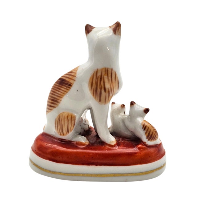 Samson Paris Chelsea-Style Porcelain Cat Family Figurine | Chairish