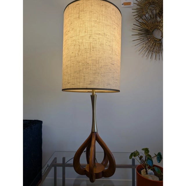 Pair of 1960s Sculpted Wood Lamps by Vh Woolums, Rewired | Chairish