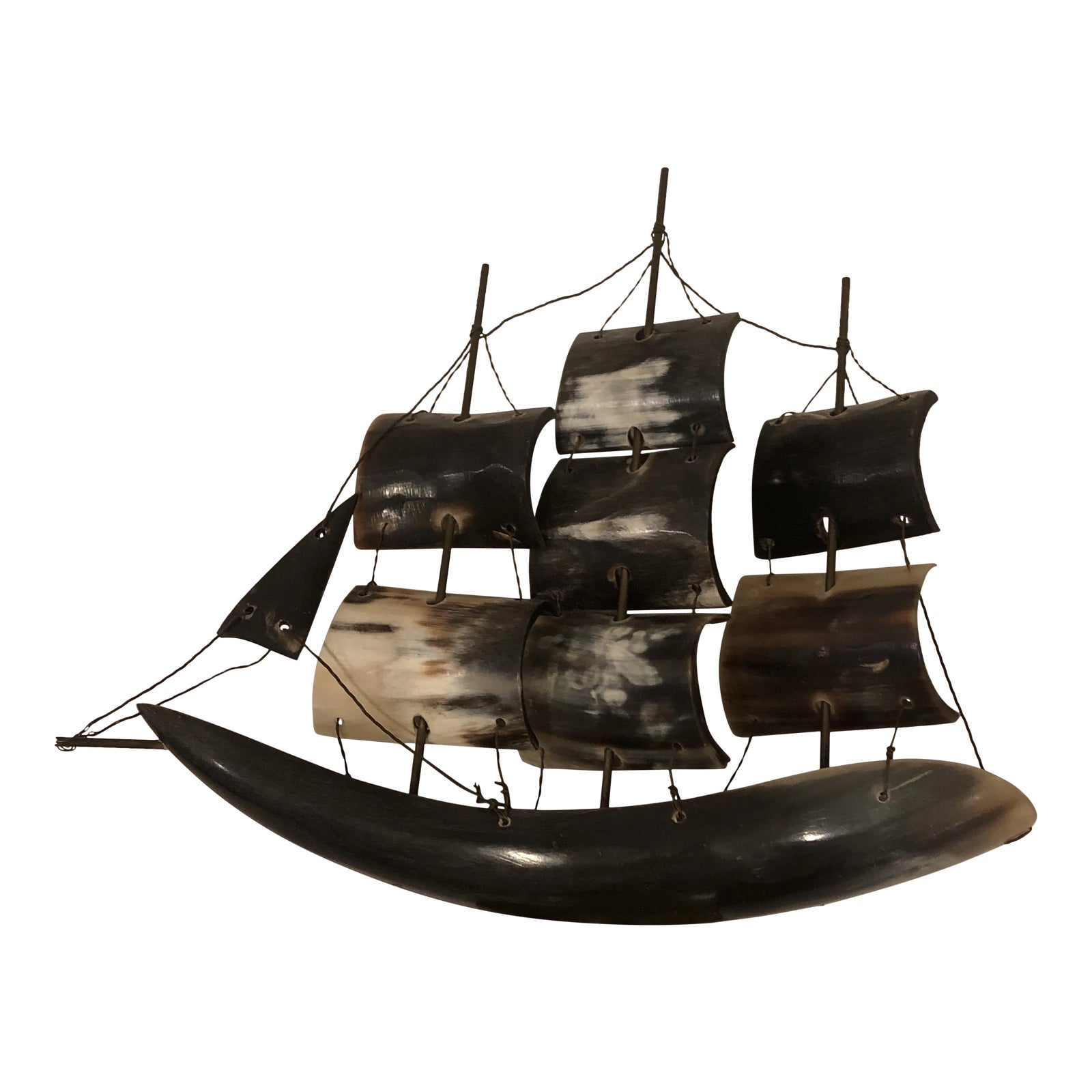 Vintage Horn Ship Model | Chairish