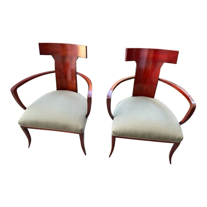 Contemporary Wooden Side Chairs - a Pair | Chairish