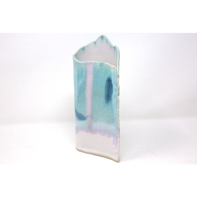 1990's Studio Pottery Wedge-Shaped Vase | Chairish