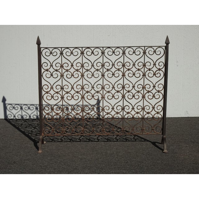 Vintage French Country Wrought Iron Fireplace Screen With Finials ...