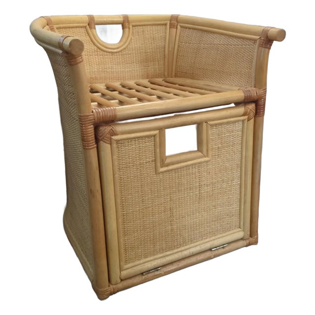 Mid 20th Century Wicker Chair With Hamper Storage Light Color Bentwood ...
