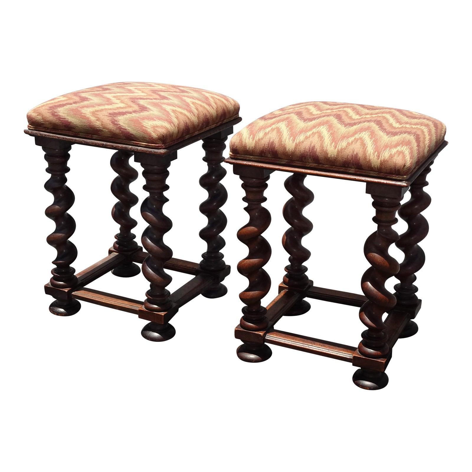 Pair Set of Two Vintage Maitland Smith Style Barley Twist Benches ...