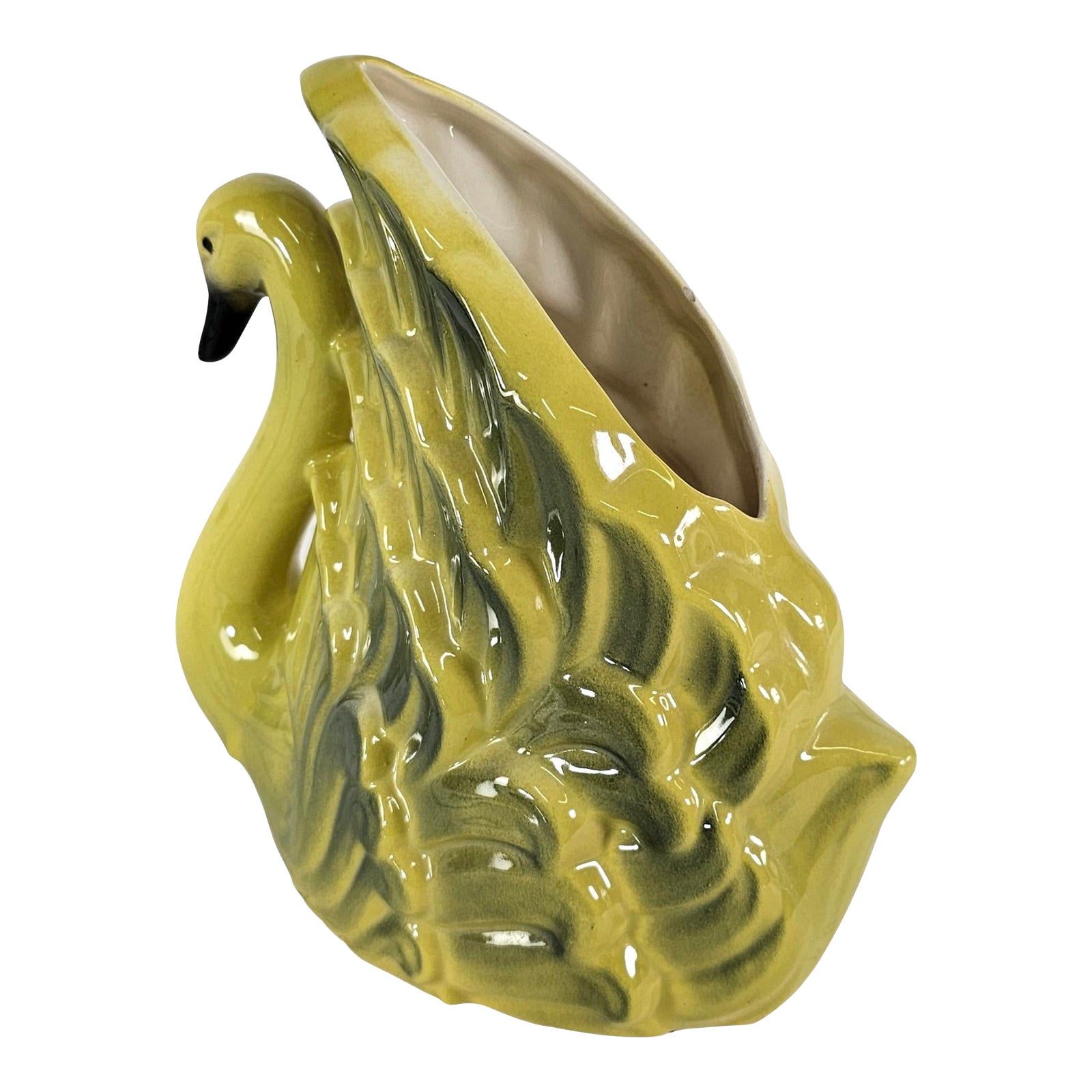Mid Century Lane Pottery Swan Planter Bird Figurine | Chairish