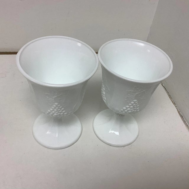 Vintage Traditional White Milk Glass Wine/Water Goblets- Set of 12 ...