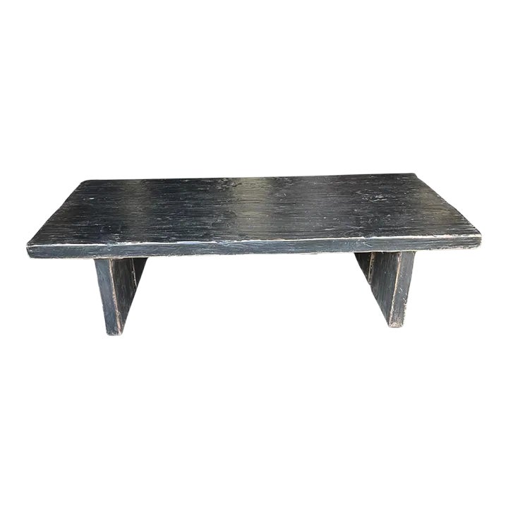 Distressed Black Wooden Coffee Table | Chairish
