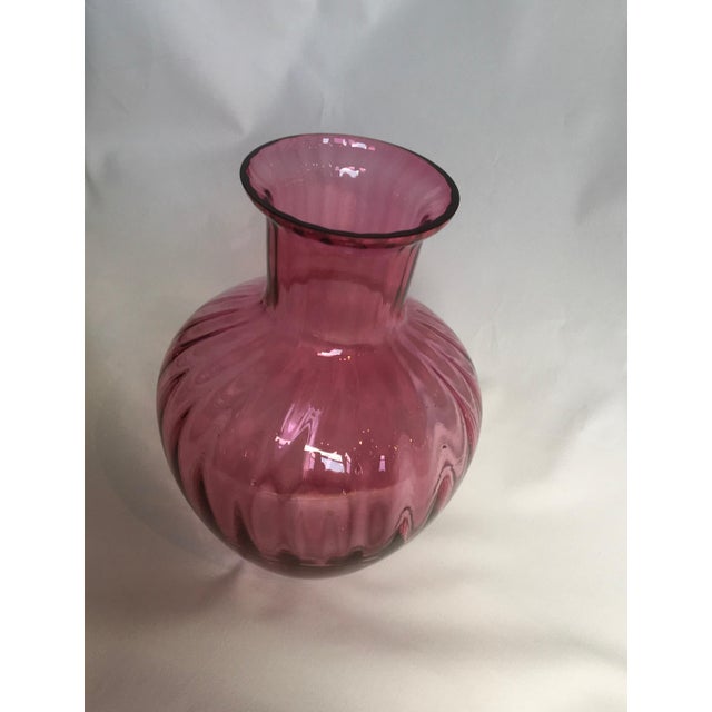 Vintage 1960s Pilgrim Glass Co Ribbed Cranberry Flower Vase Chairish