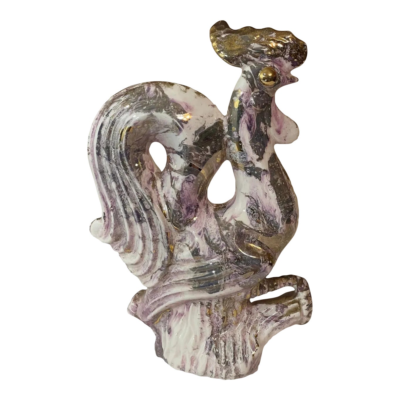 Sascha Brastoff Mid Century Pottery Rooster Figurine Surf Ballet Pink ...