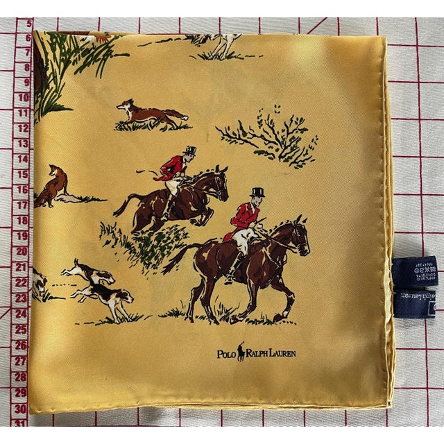 1990 Ralph Lauren Fox Hunt Scarf or Pocket Square | Chairish