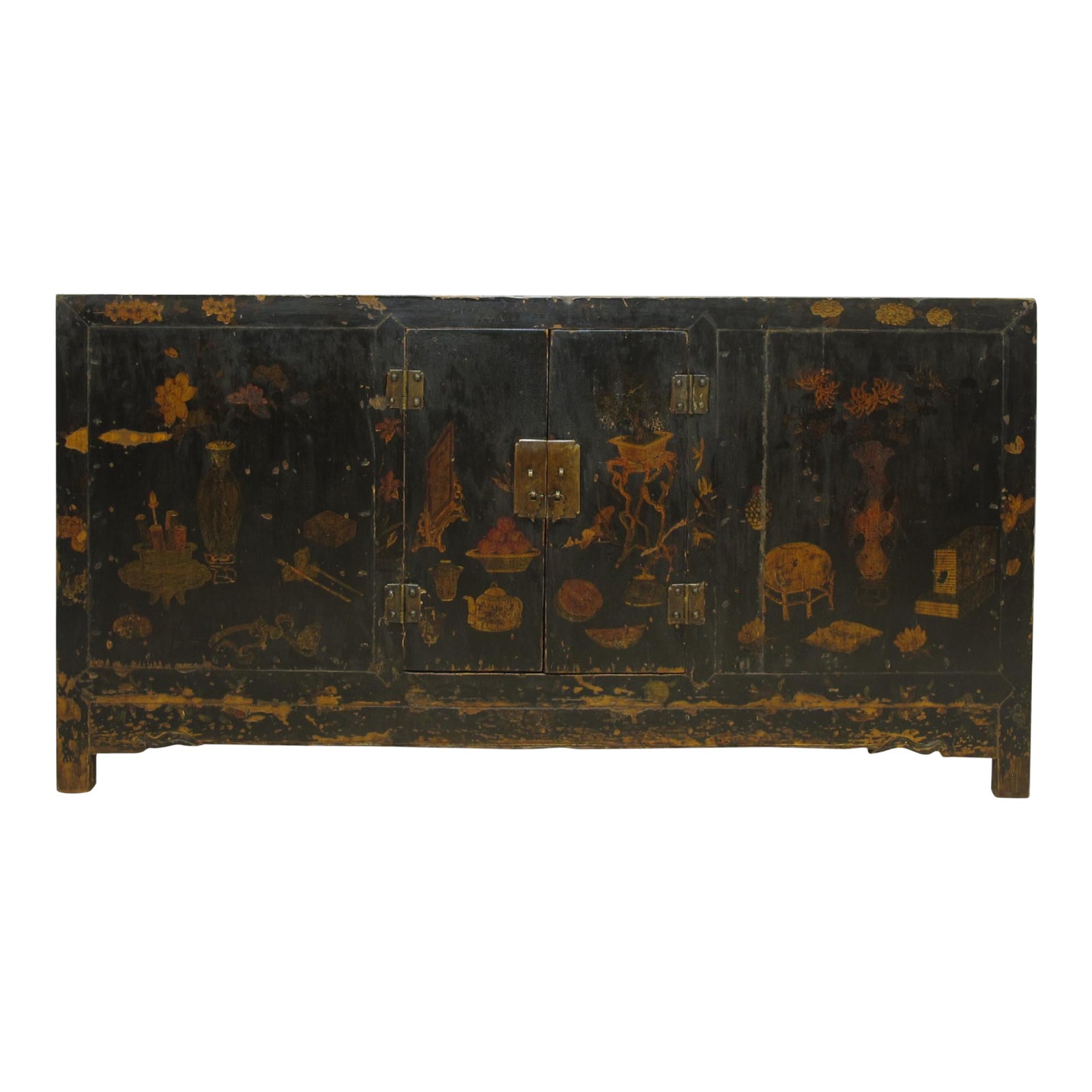 Antique Hand Painted Chinese Asian Sideboard | Chairish
