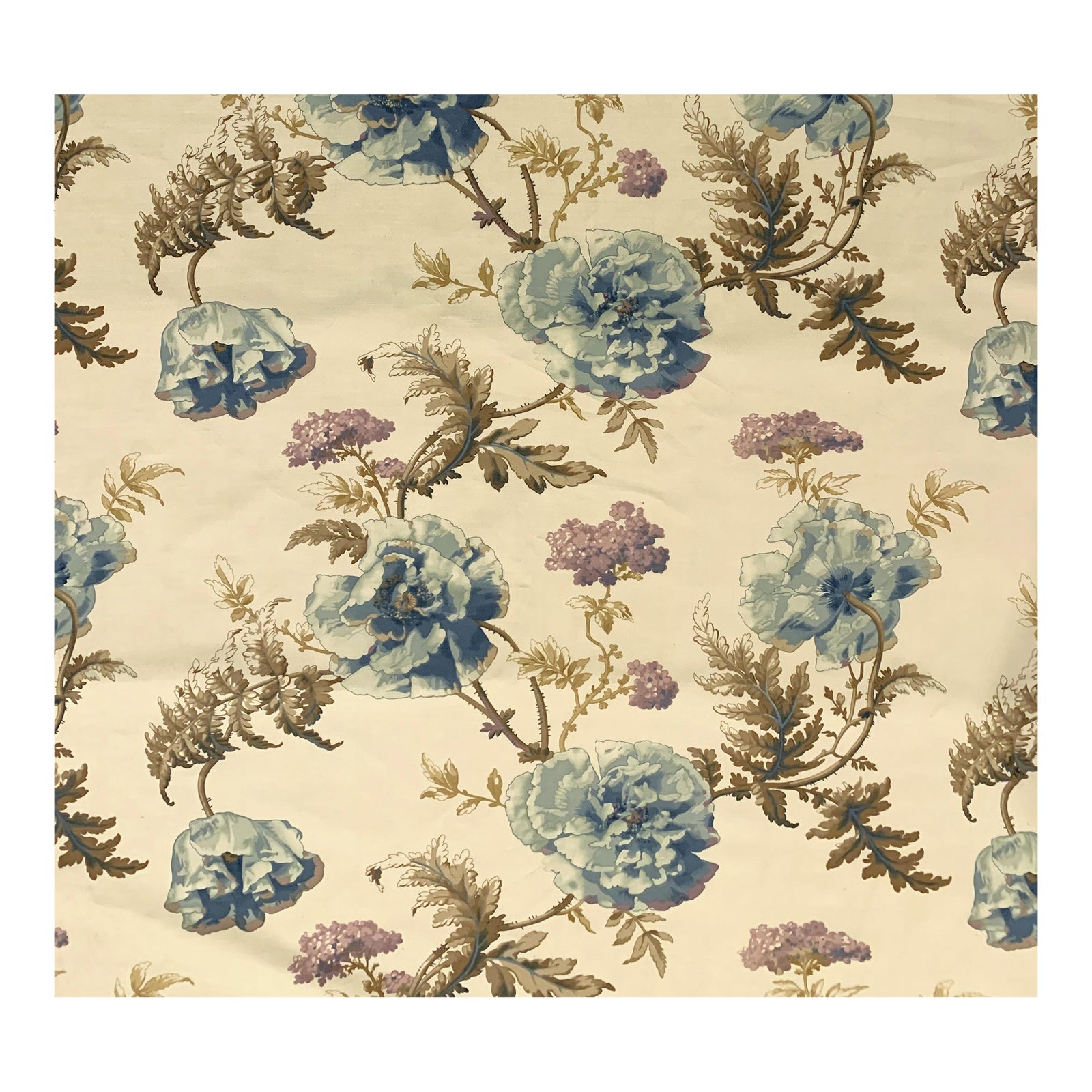 Vintage Portfolio Textiles "Dorothy Draper" Blue Peony Velveteen Fabric ...