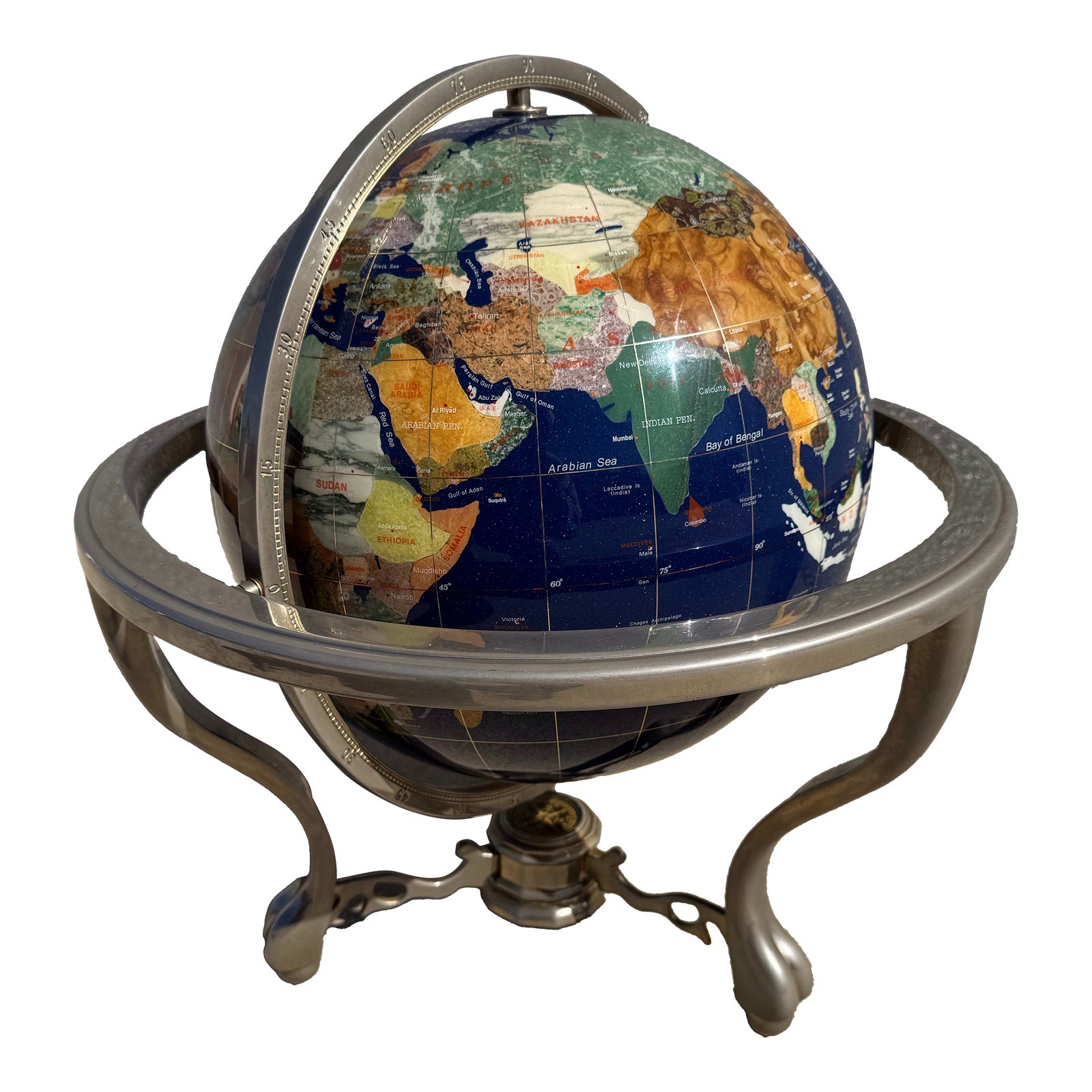 Large Late 20th Century Modern Natural Geode Globe on Stand | Chairish