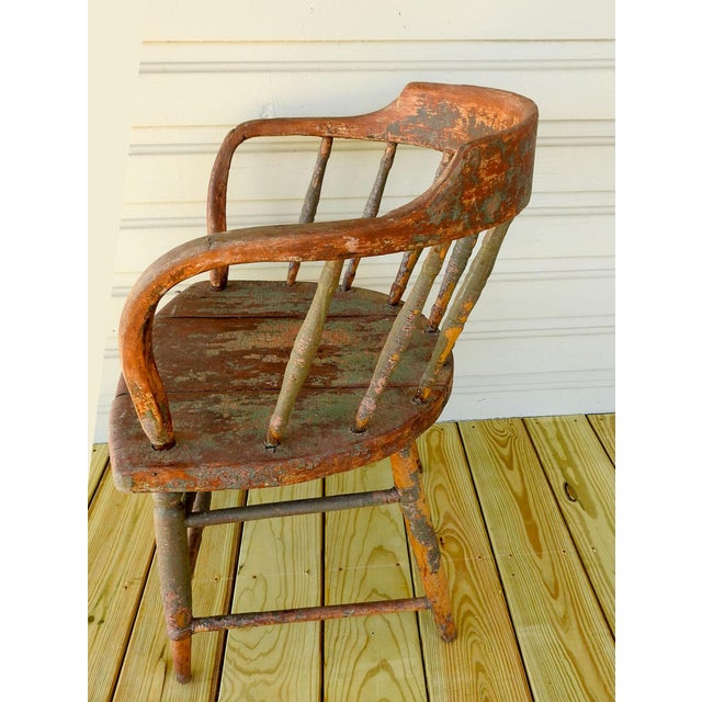 Antique Rustic Painted Saloon Chair | Chairish